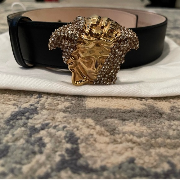 Versace | Accessories | Versace Crystal La Medusa Leather Belt | Poshmark